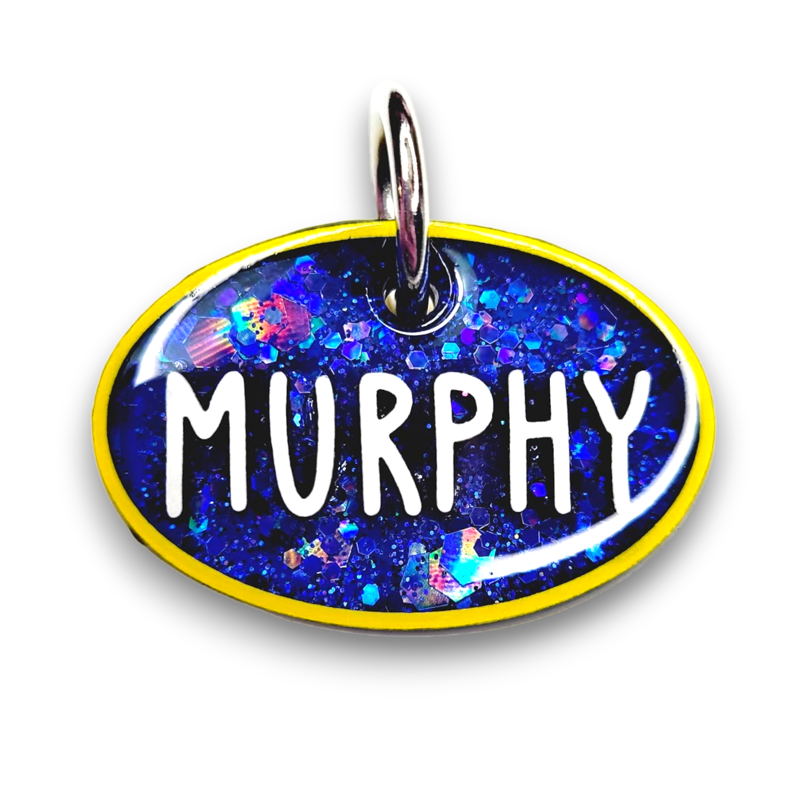 Yellow Tag with Royal Blue Fill – Poppin Pet Tags