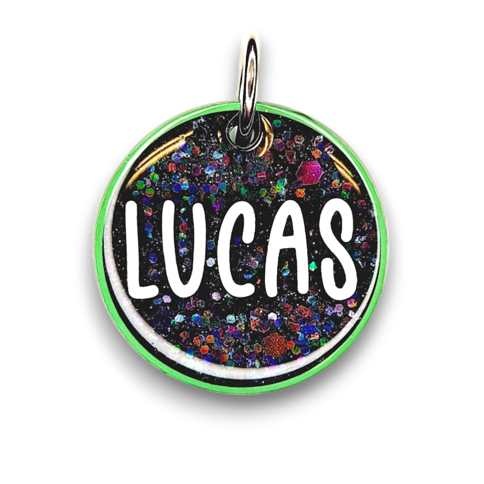 Lime Tag with Onyx Fill – Poppin Pet Tags