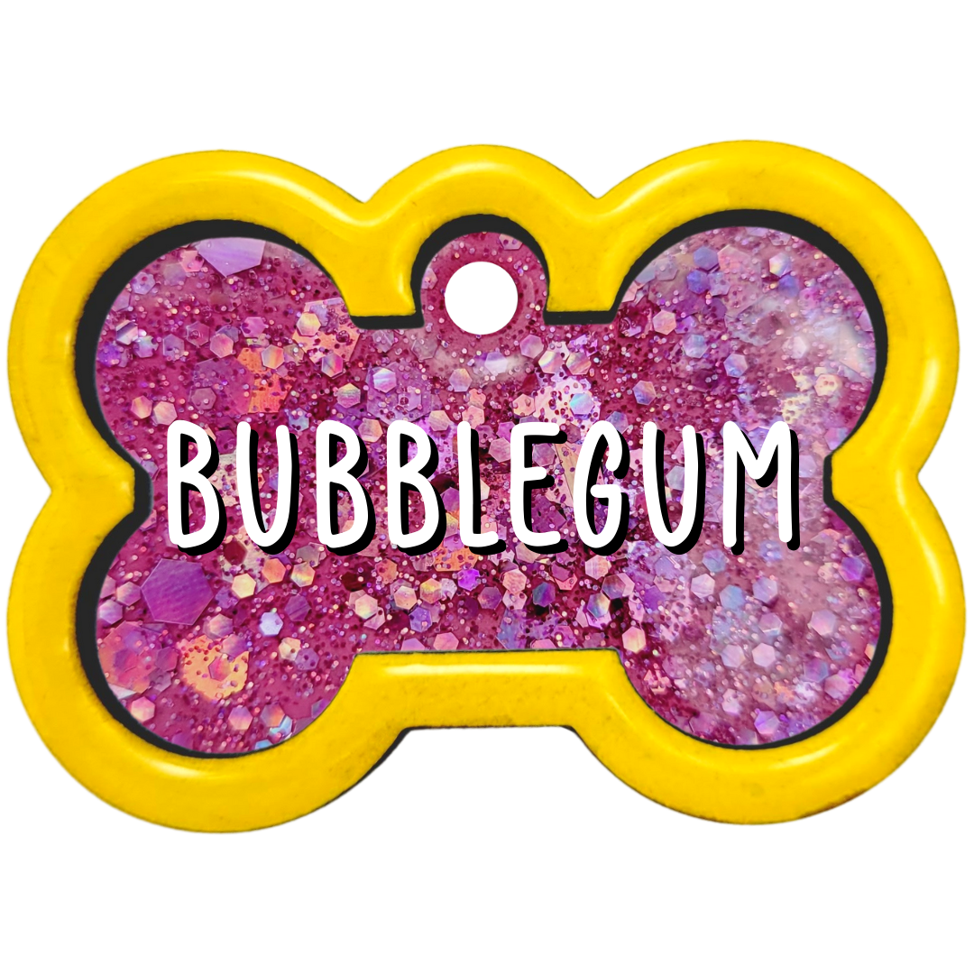 Yellow Tag with Bubblegum Fill – Poppin Pet Tags