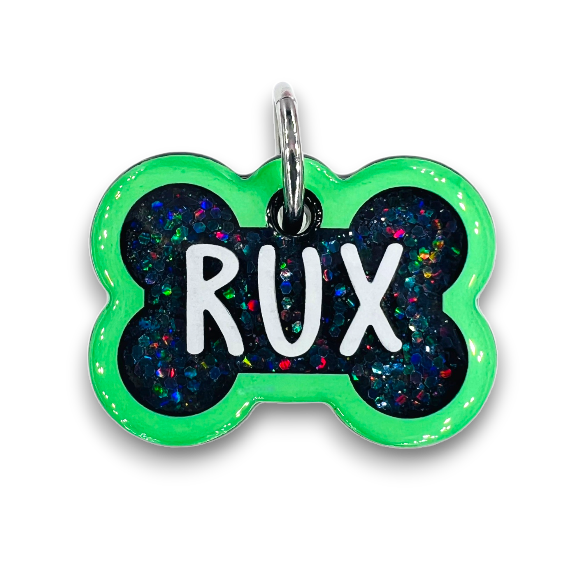Lime Tag with Onyx Fill – Poppin Pet Tags