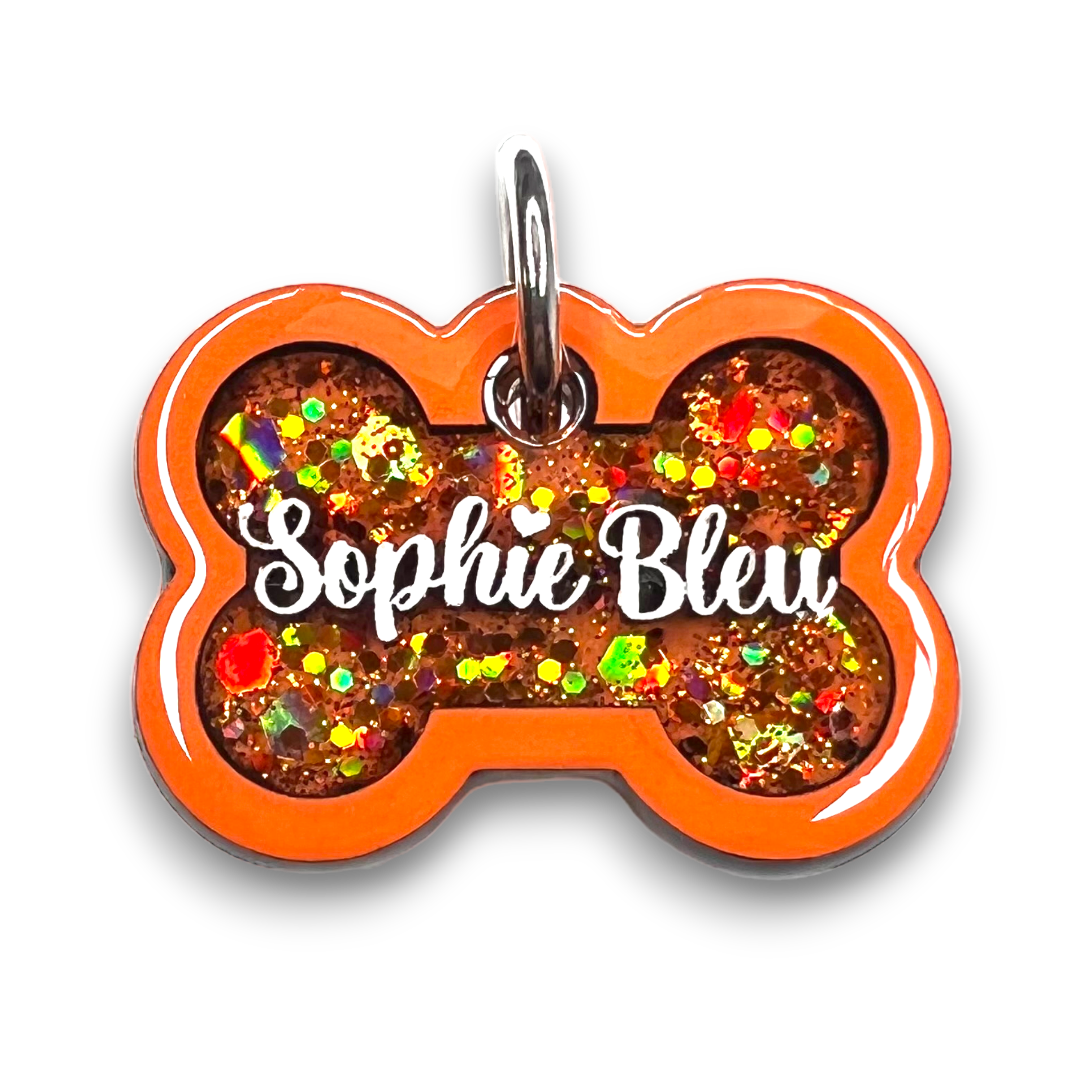 Orange Tag with Burnt Orange Fill – Poppin Pet Tags