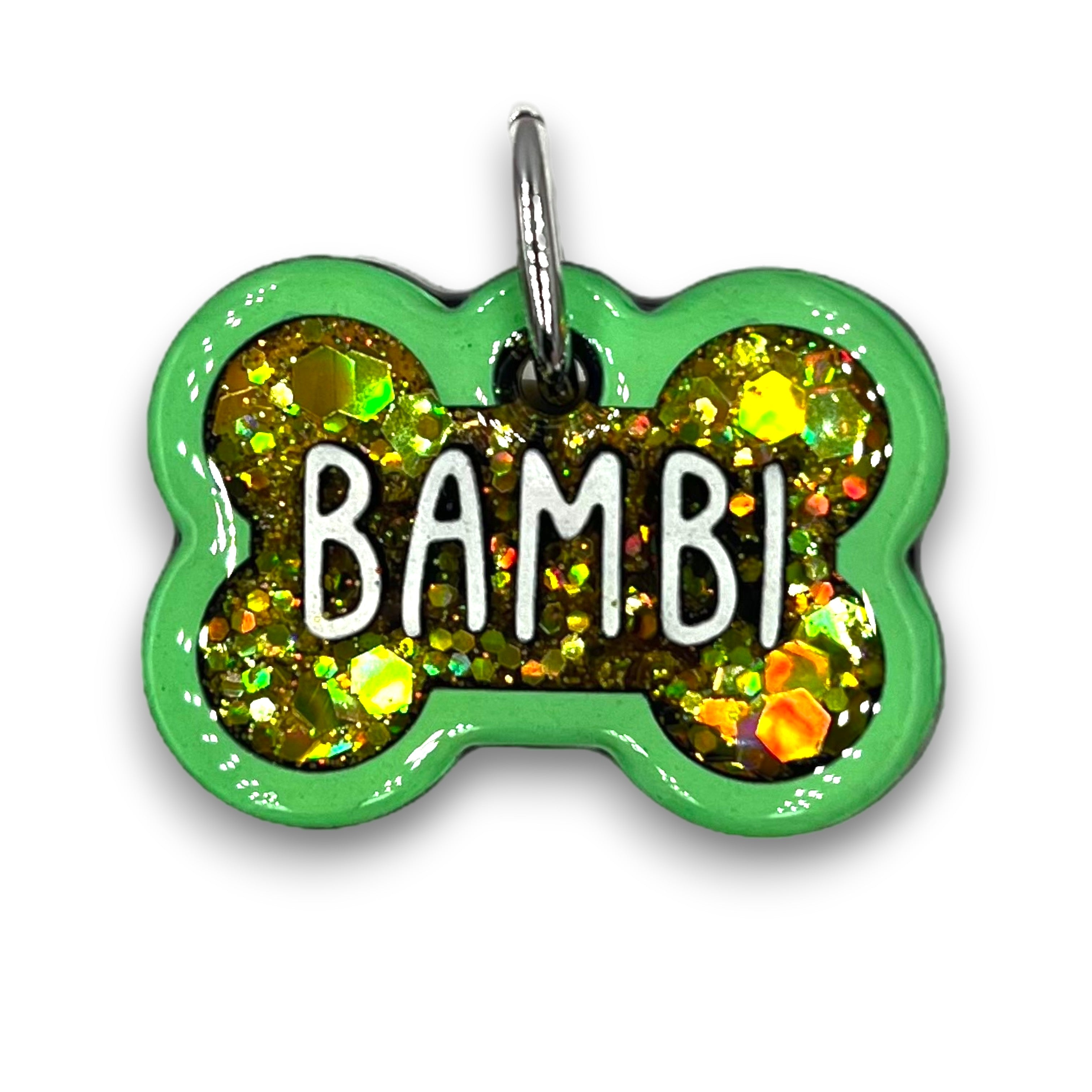 Lime Tag with Gold Lemon Fill – Poppin Pet Tags