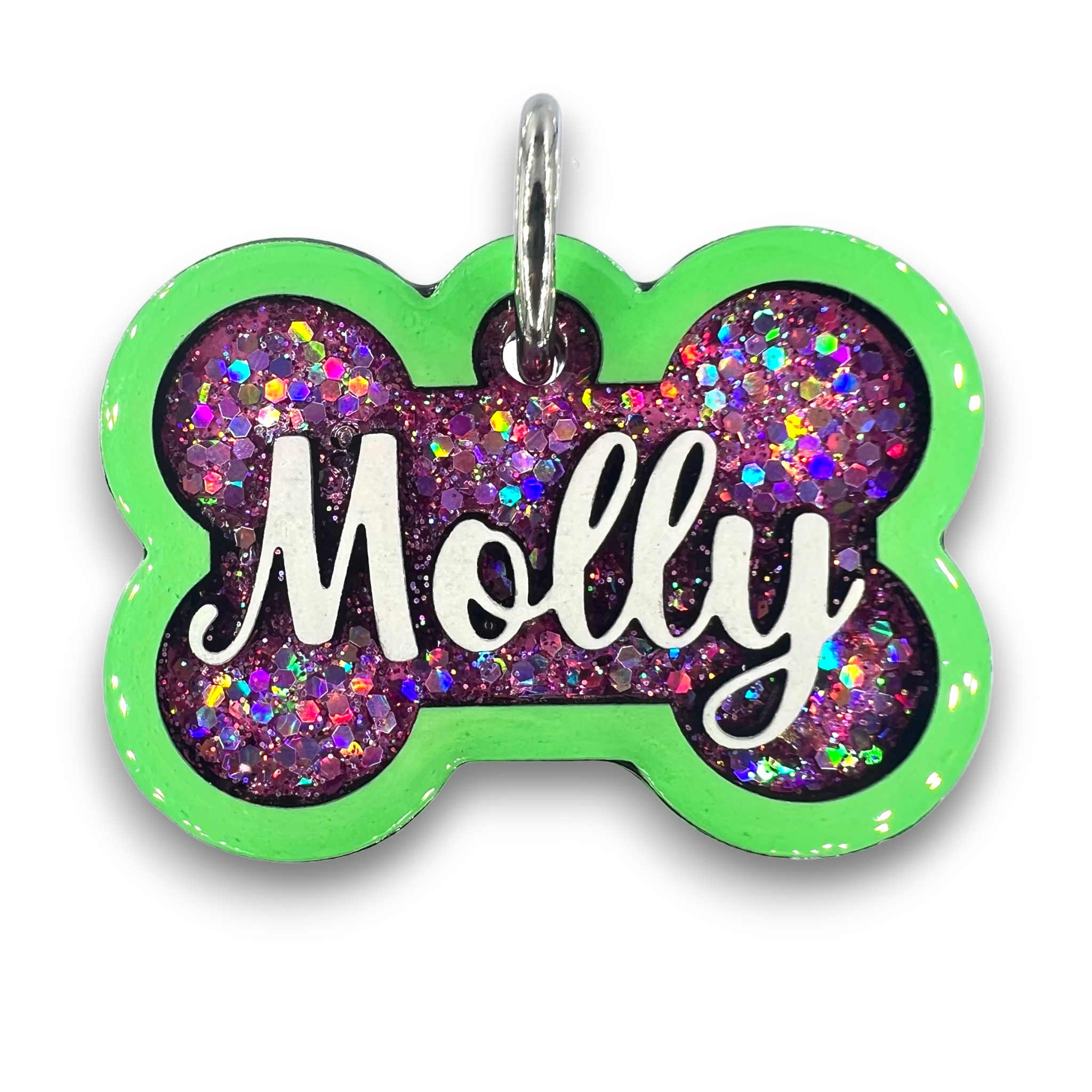 Lime Tag with Bubblegum Fill – Poppin Pet Tags