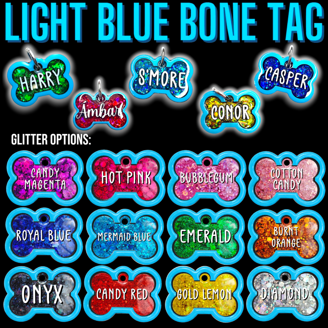 Light Blue Bone Tag – Poppin Pet Tags