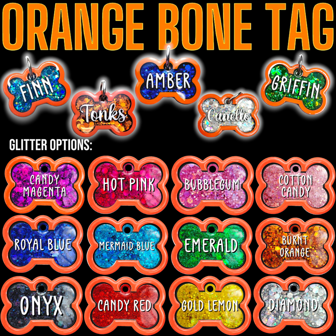 Orange Bone Tag – Poppin Pet Tags