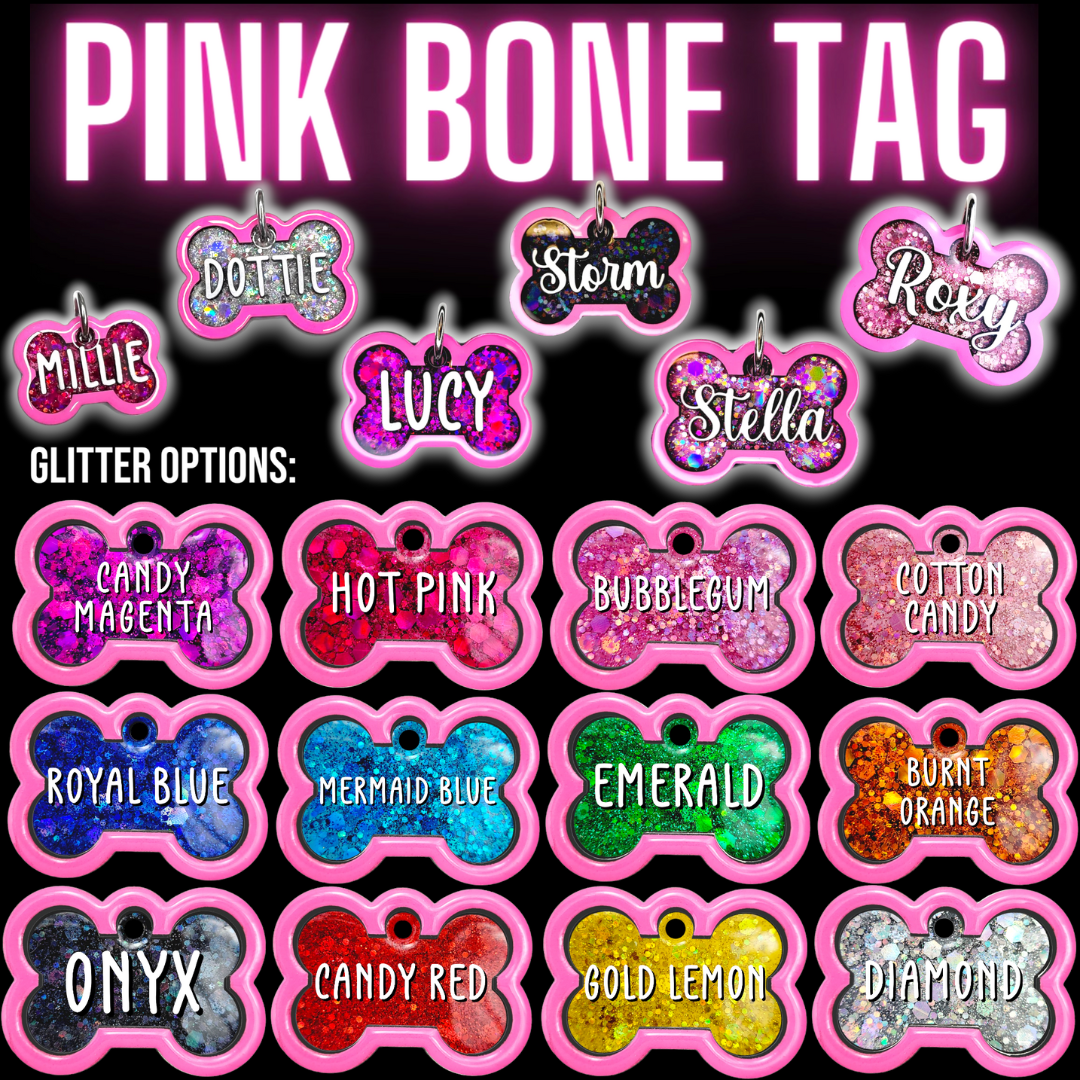 Pink Bone Tag – Poppin Pet Tags